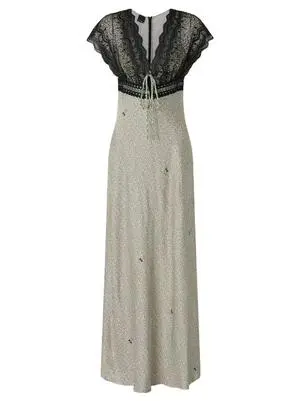 Pinko Lace-trimmed Polka-dot Maxi Dress - Neutrals