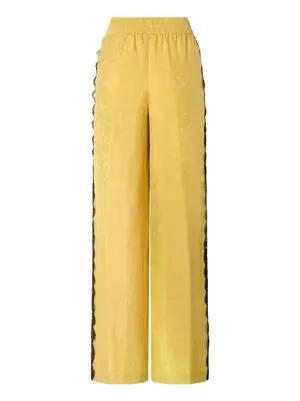 Pinko Palazzo Trousers With Floral Motif And Lace Trim - Yellow