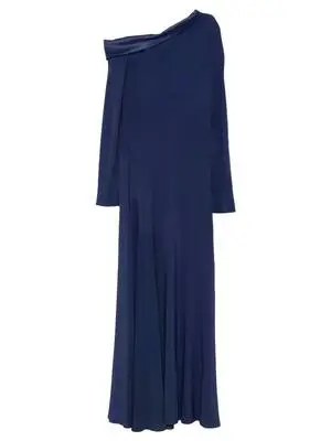 Alberta Ferretti Alberta Ferretti Off-Shoulder Long-Sleeve Maxi Dress With Front Slit Blue