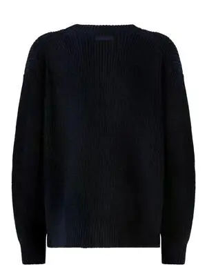Pinko Ribbed Knit Crew Neck Long Sleeve Sweater - Blue