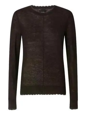 Pinko Distressed Semi-sheer Crewneck Top - Brown