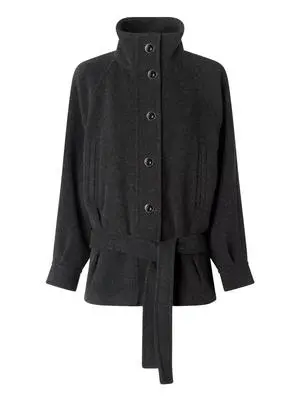 Pinko Belted Funnel-neck Coat - Grey