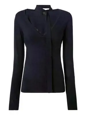 Pinko Lace-trim Tie-neck Sweater - Blue