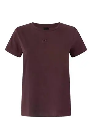 Pinko Love Birds Embroidered Cotton T-shirt - Red