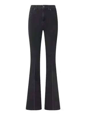 Pinko Flared-leg Jeans With Denim Texture - Black
