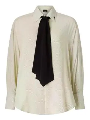 Pinko Polka-dot Tie-neck Shirt - Neutrals