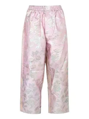Biyan Floral Jacquard Straight-fit Trousers - Pink