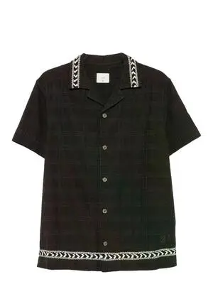 CHE Embroidered Check-pattern Shirt - Black