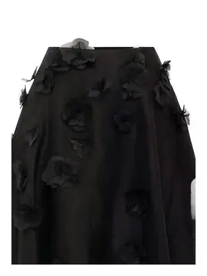 LEO LIN Leila Maxi Skirt With Petal Appliqu - Black