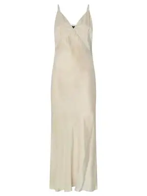 Pinko Satin Finish V-neck Slip Dress - Neutrals