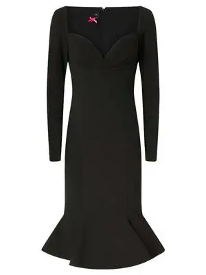 Pinko Sweetheart Neck Fluted Dress - Black