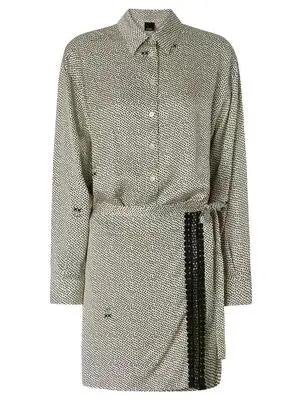 Pinko Polka-dot Lace-trim Shirt Dress - Neutrals
