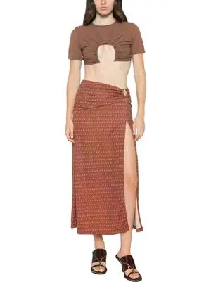 Johanna Ortiz Johanna Ortiz Under The Sun Paisley Print Skirt Brown