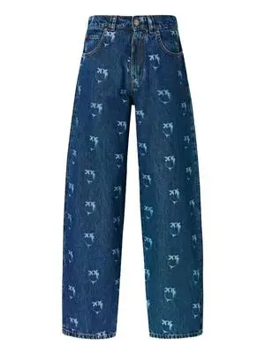 Pinko Monogram Print Straight-leg Jeans - Blue