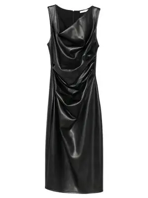 PATRIZIA PEPE Patrizia Pepe Black Coated-Finish Draped Dress