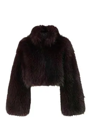 Pinko Cropped Faux Fur Jacket - Brown