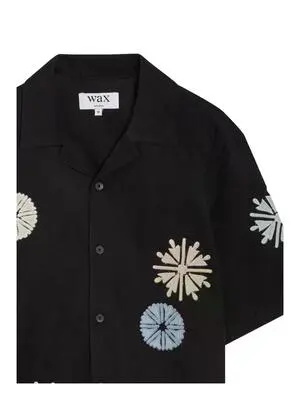 WAX LONDON Didcot Embroidered Short-sleeve Shirt - Black