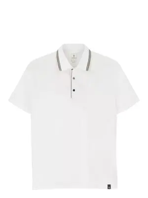 Boggi Milano Polo In Stretch Cotton Blend Piqué Cool Jade-fresh - White