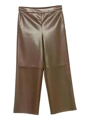 Max Mara Faux-leather Cropped Trousers - Brown