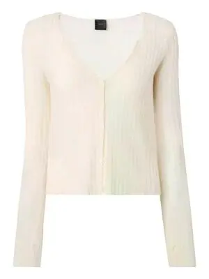 Pinko Ribbed-knit V-neck Cardigan - Neutrals