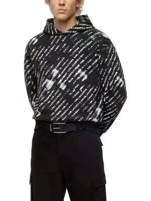 Karl Lagerfeld All-over Print Hoodie - Black