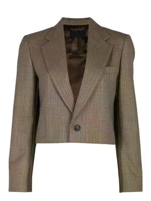 NILI LOTAN Checked Cropped Jacket - Brown