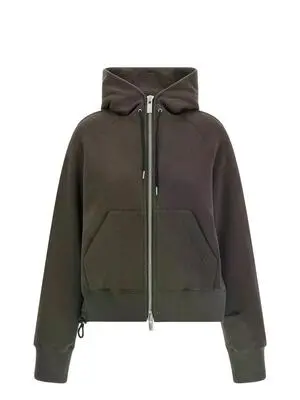 Sacai Pleated Zip-up Hoodie - Brown