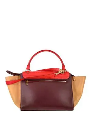 Celine Trapeze Leather Tote Bag - Red