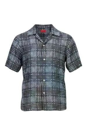 Isaia Check Short-sleeve Shirt - Blue
