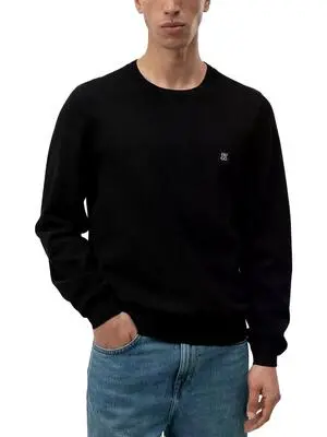 Hugo Setallo Knitted-piqué Sweater With Metallic Stacked-logo - Black
