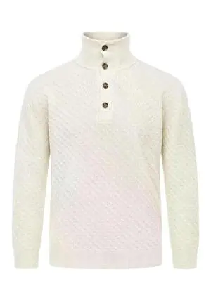 PAOLO PECORA Textured Knit Button-up Sweater - Neutrals