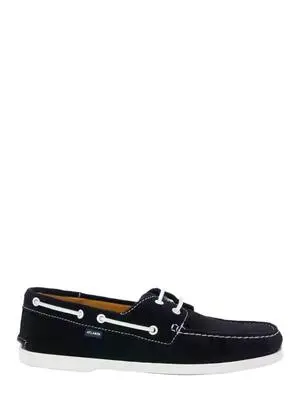 ATALANTA WELLER Contrast Stitch Suede Boat Shoes - Blue