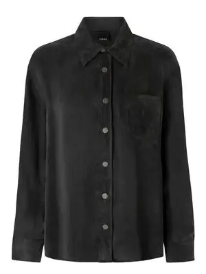 Pinko Peachskin-feel Twill Shirt With Embroidered Pocket - Grey