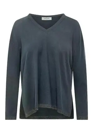 GRAN SASSO V-neck Sweater With Metallic Trim - Blue