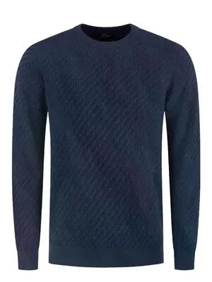 Brioni Textured Knit Crew Neck Sweater - Blue