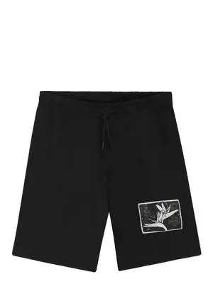 Hugo Darispan Cotton-terry Shorts With Artwork Patch - Black
