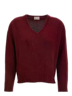 DRUMOHR Fine Knit Cashmere V-neck Sweater - Red