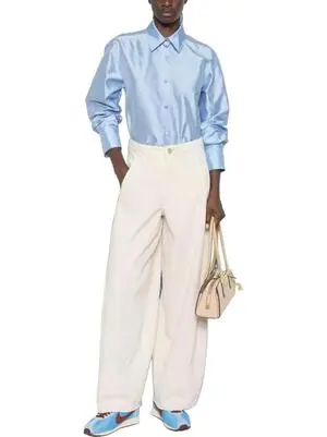 Sandro Suzanne Jewel-button Satin-finish Shirt - Blue