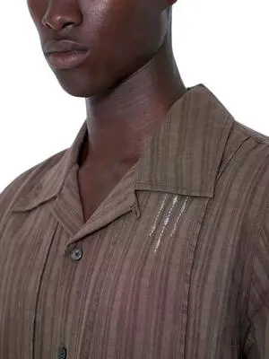 ACHM Striped Short-sleeve Shirt - Brown