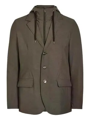 Herno Hooded Single-breasted Blazer - Brown