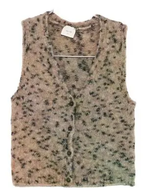 ALYSI Leopard-pattern Button-up Vest - Neutrals