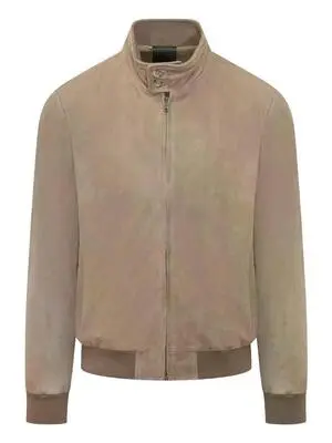 GIOCASTA Suede-finish High-neck Jacket - Neutrals