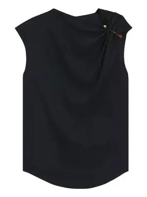BOSS Sleeveless Blouse With Draped Detail - Blue