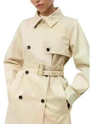 Hugo Mariane Double-breasted Belted Trench Coat - Neutrals