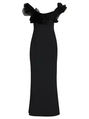Badgley Mischka Ruffled Maxi Dress - Black