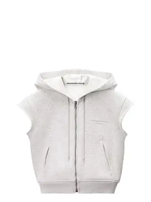 Alexander Wang Crystal-embellished Cap-sleeve Hoodie - Grey