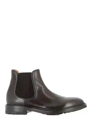 ALEXANDER HOTTO Elasticated-panel Leather Chelsea Boots - Brown