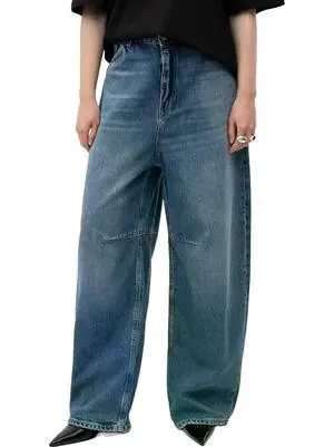 Hugo Logo Patch Wide-leg Jeans - Blue