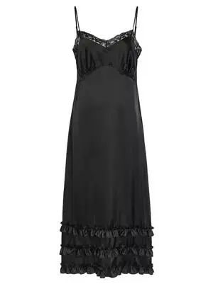 Simone Rocha Lace Trimmed Ruffled Midi Dress - Black