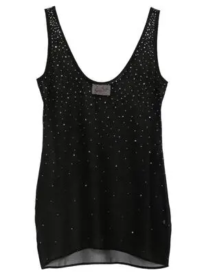 MC2 SAINT BARTH Rhinestone Embellished Sheer Dress - Black